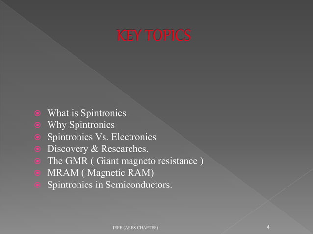 Spintronics ( IEEE presentation ) | PPTX | Physics | Science