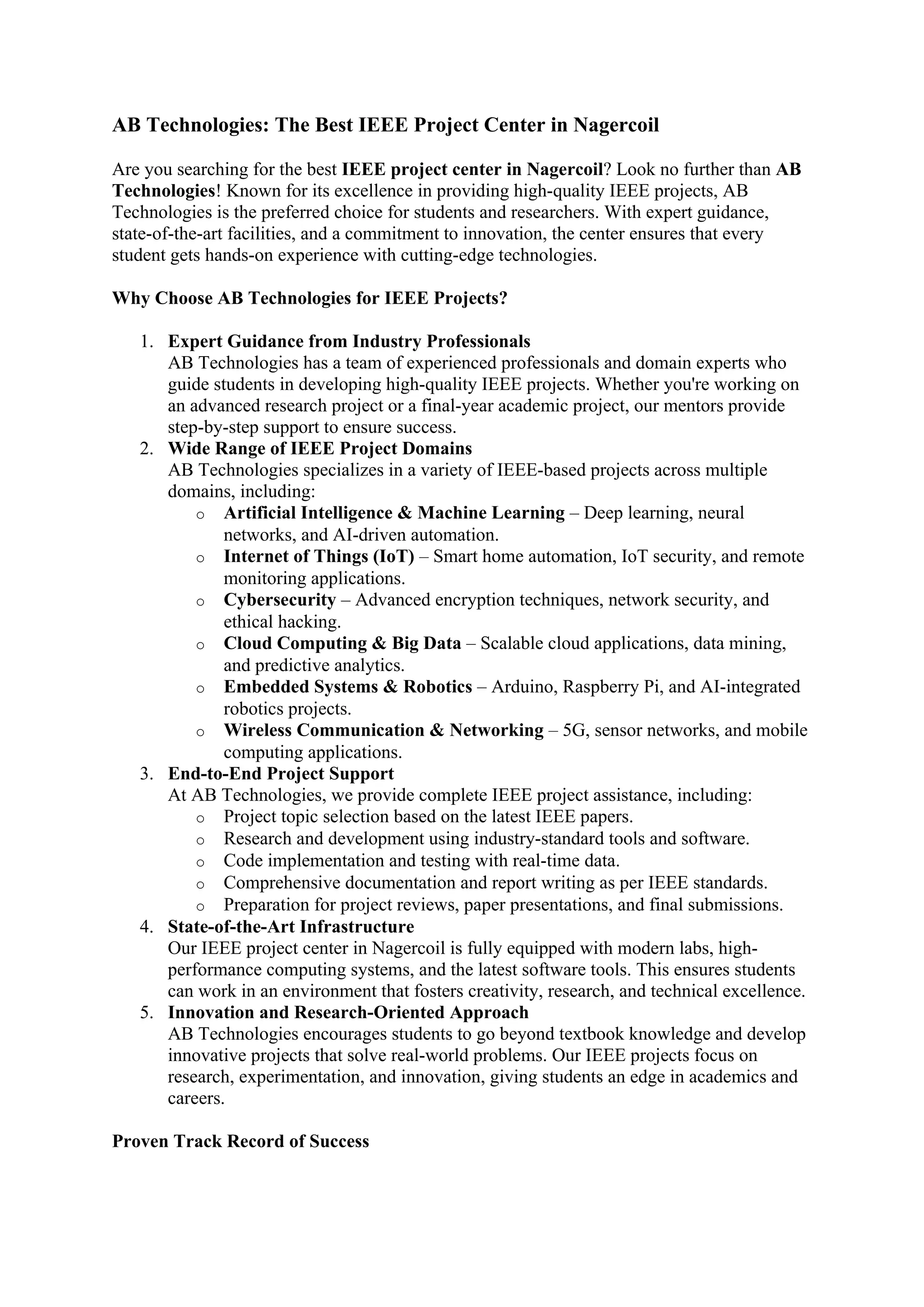 IEEE project center in nagercoil IEEE project center in nagercoil | DOCX