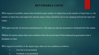 Ieee project reversible logic gates by_amit | PPT