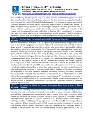 Final Year IEEE Project 2013-2014 - Cloud Computing Project Title and Abstract | PDF