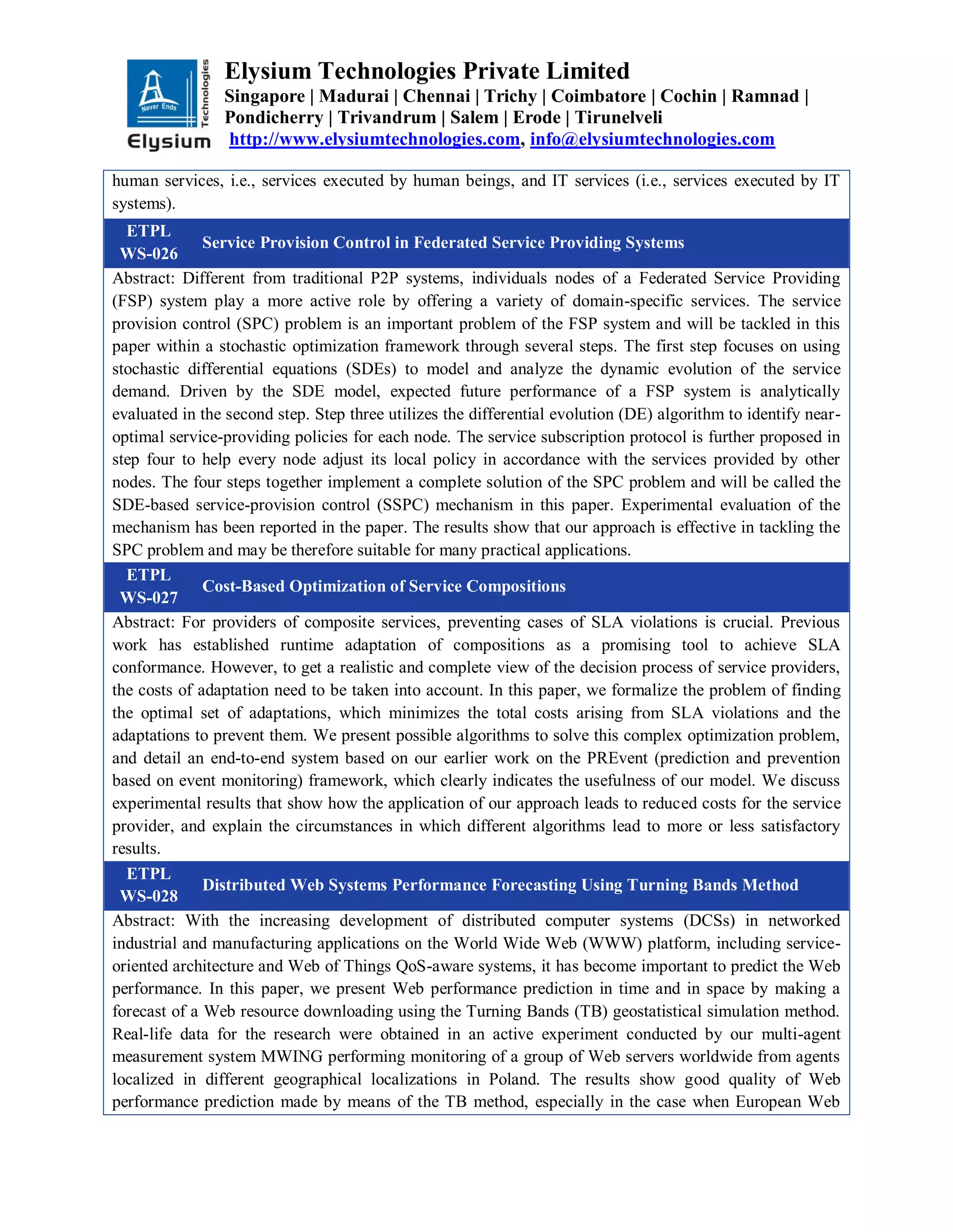 Final Year IEEE Project 2013-2014 - Web Services Project Title and Abstract | PDF | Internet ...