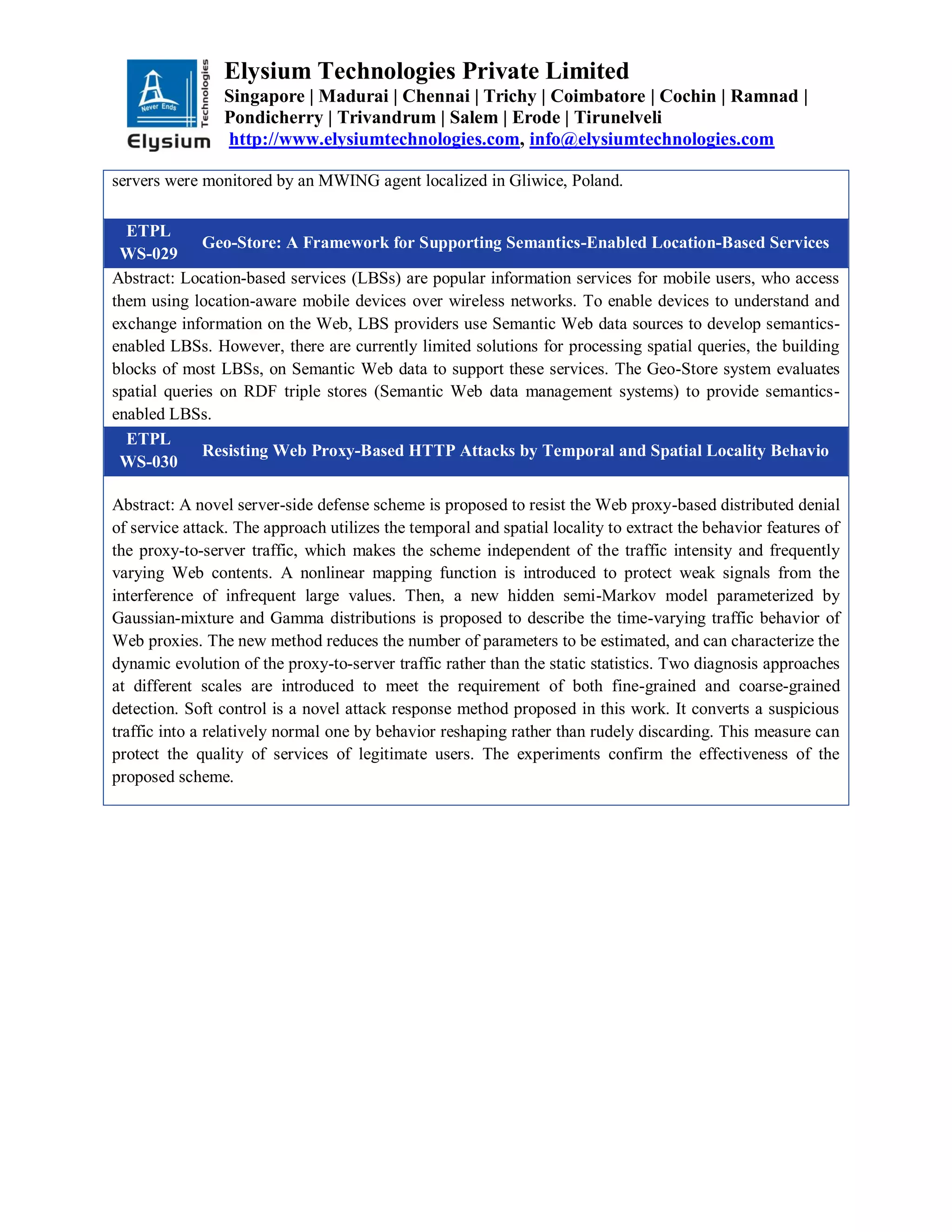 Final Year IEEE Project 2013-2014 - Web Services Project Title and Abstract | PDF | Internet ...