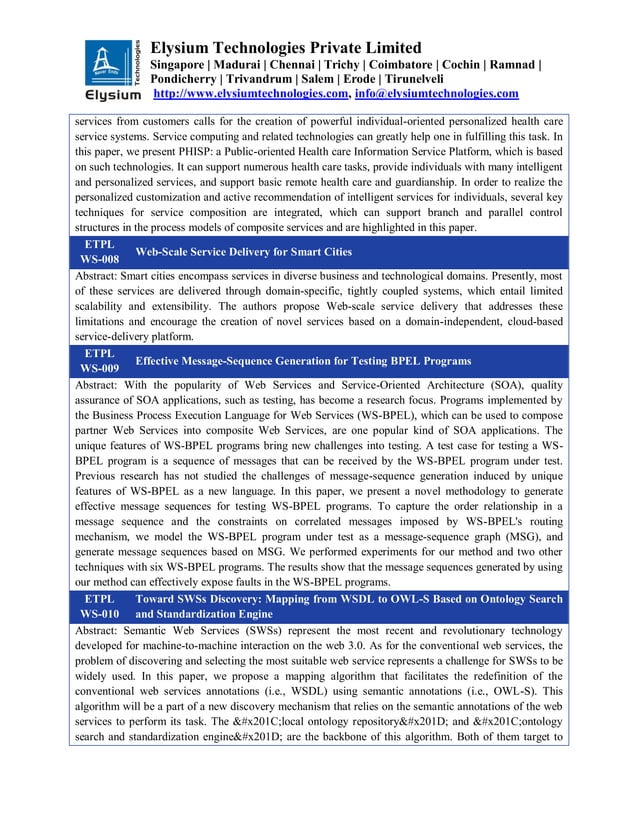 Final Year IEEE Project 2013-2014 - Web Services Project Title and ...