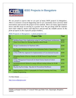 Ieee projects in bangalore | PDF
