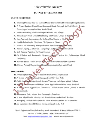 FINAL YEAR PROJECT TITLES | PDF