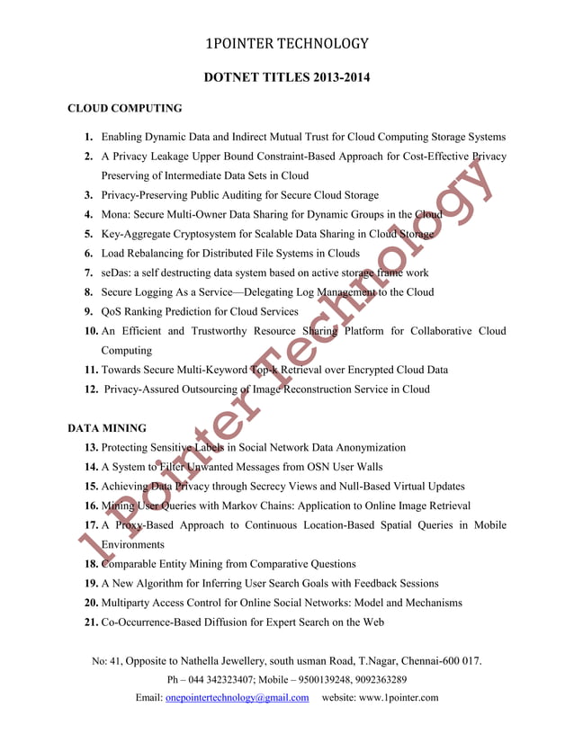 FINAL YEAR PROJECTS FOR CSE | PDF