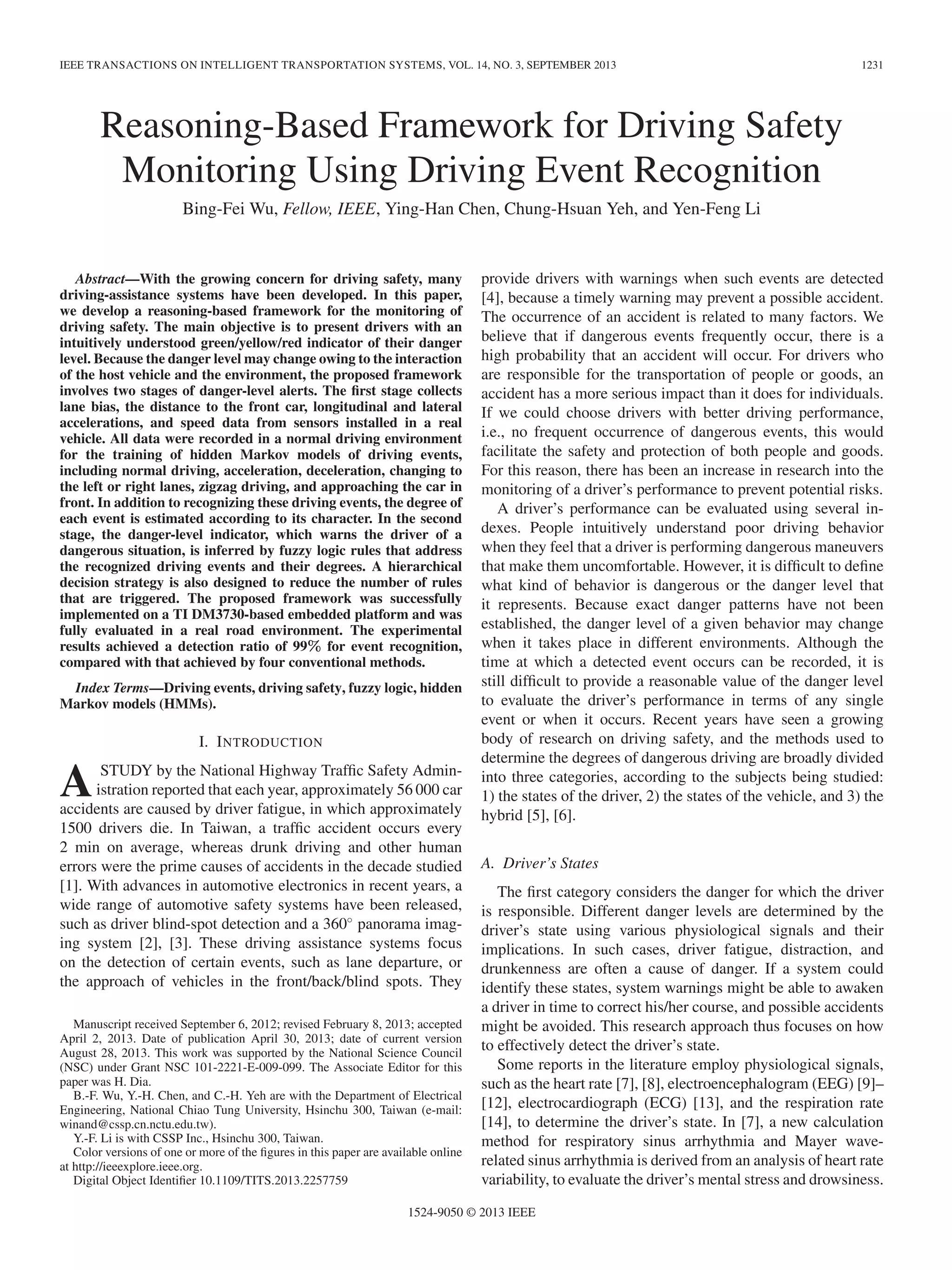Ieeepro Techno Solutions 2013 Ieee Embedded Project Driving Safety Monitoring Pdf Auto