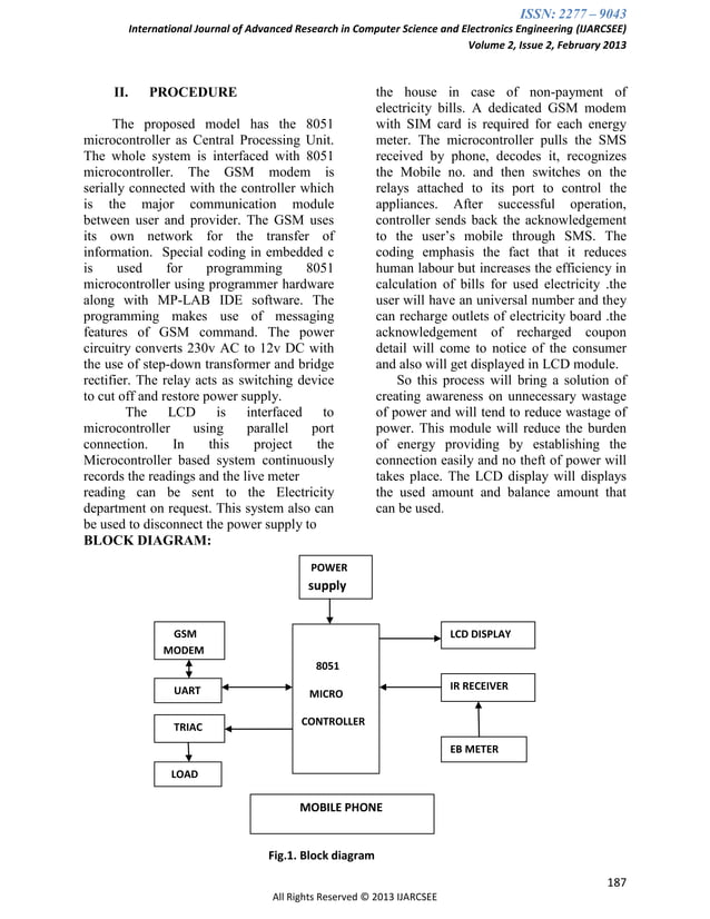 Ieeepro techno solutions 2013 ieee embedded project prepaid electricity billing system | PDF