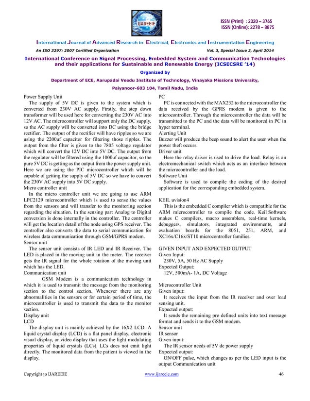 Ieeepro techno solutions ieee 2014 embedded project gsm based automatic energy meter system with ...