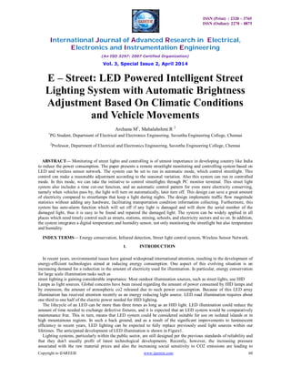 Ieeepro techno solutions ieee 2014 embedded project led powered intelligent street lighting ...