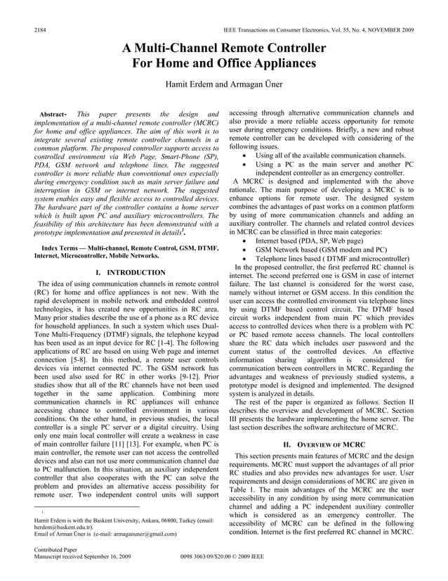 Ieeepro techno solutions ieee embedded project - multi channel remote ...