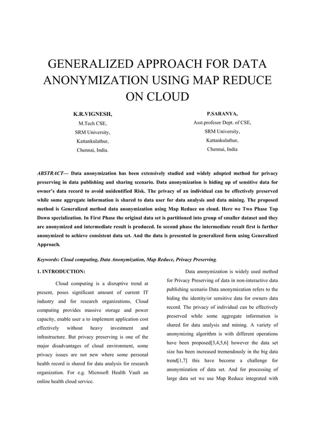 Ieeepro techno solutions ieee java project - generalized approach for data | PDF | Databases ...