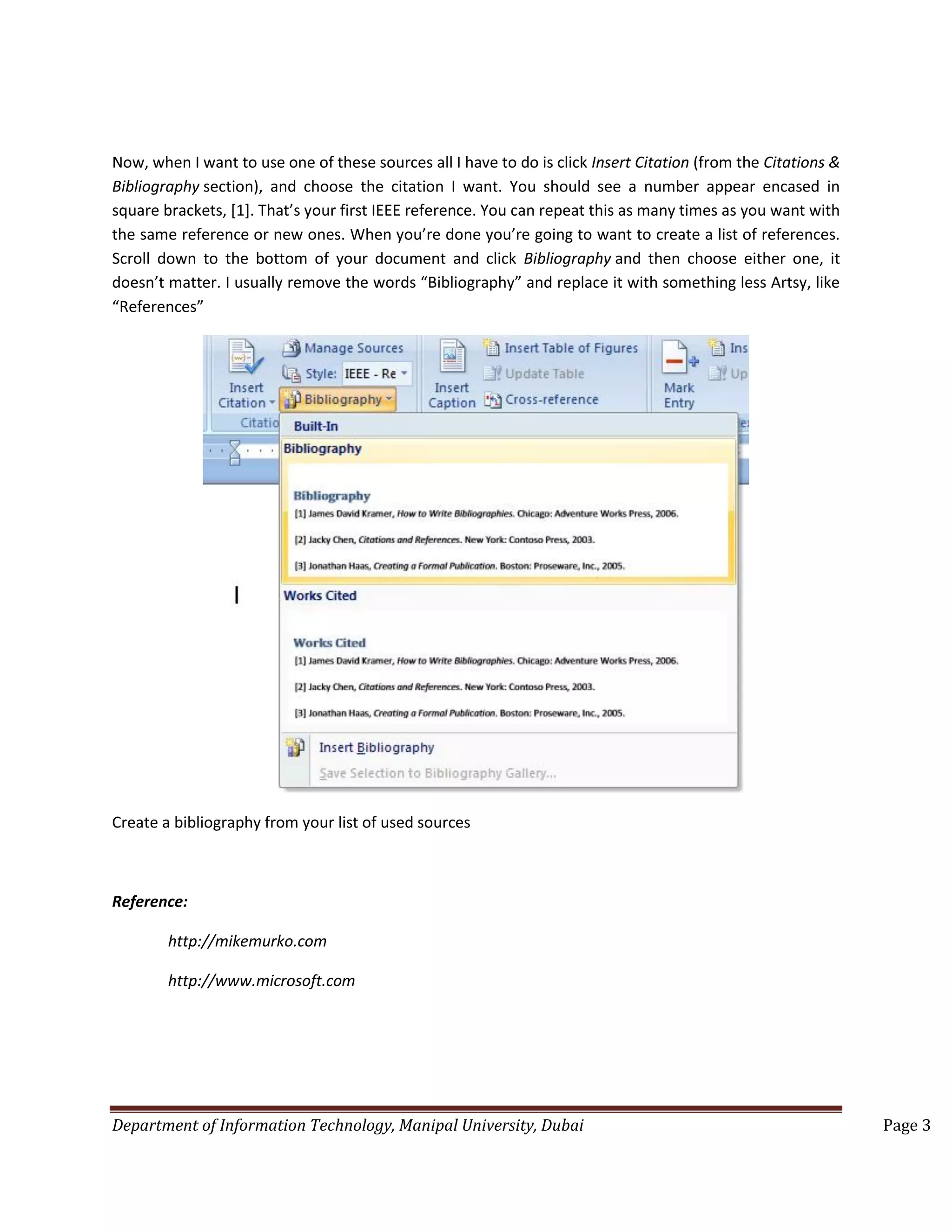 Ieee referencing for word 2007 worksheet | PDF