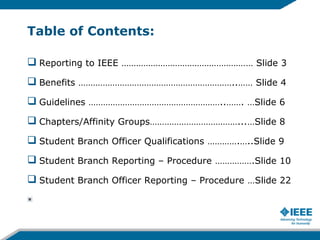 IEEE STUDENT BRANCH REPORTING GUIDELINES | PPT