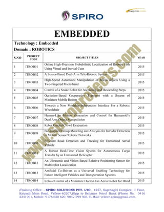 IEEE ROBOTICS PROJECT TITLE 2015-16 | PDF
