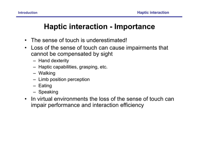 Haptic Interaction in Mixed Environments and Virtual Reality | PDF