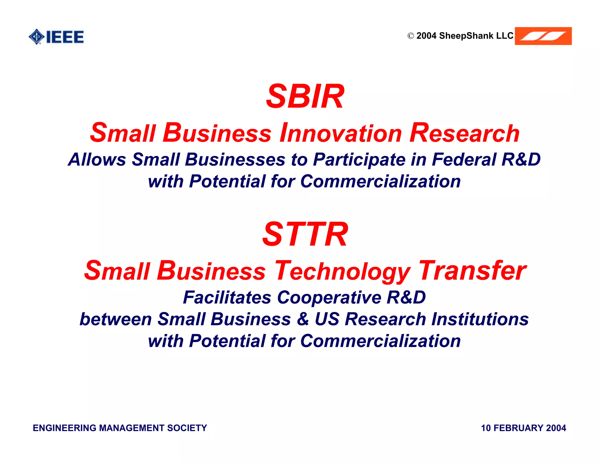 What is the SBIR / STTR Program | PDF