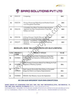 IEEE SOFTWARE PROJECT TITLES 2016-2017 | PDF
