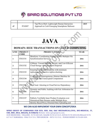 IEEE SOFTWARE PROJECT TITLES 2016-2017 | PDF
