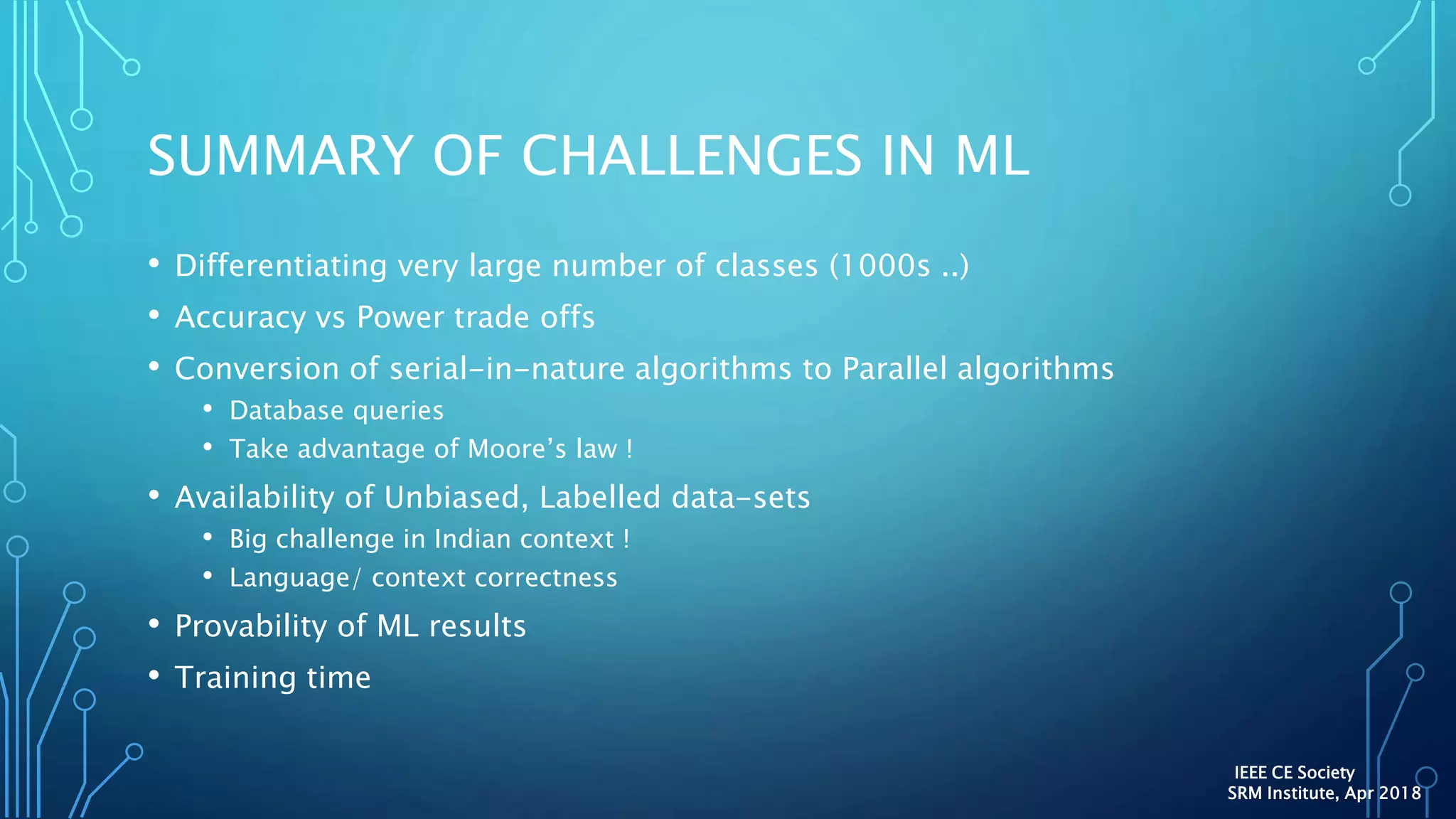 Machine learning in the Indian Context - IEEE talk at SRM Institute | PPT