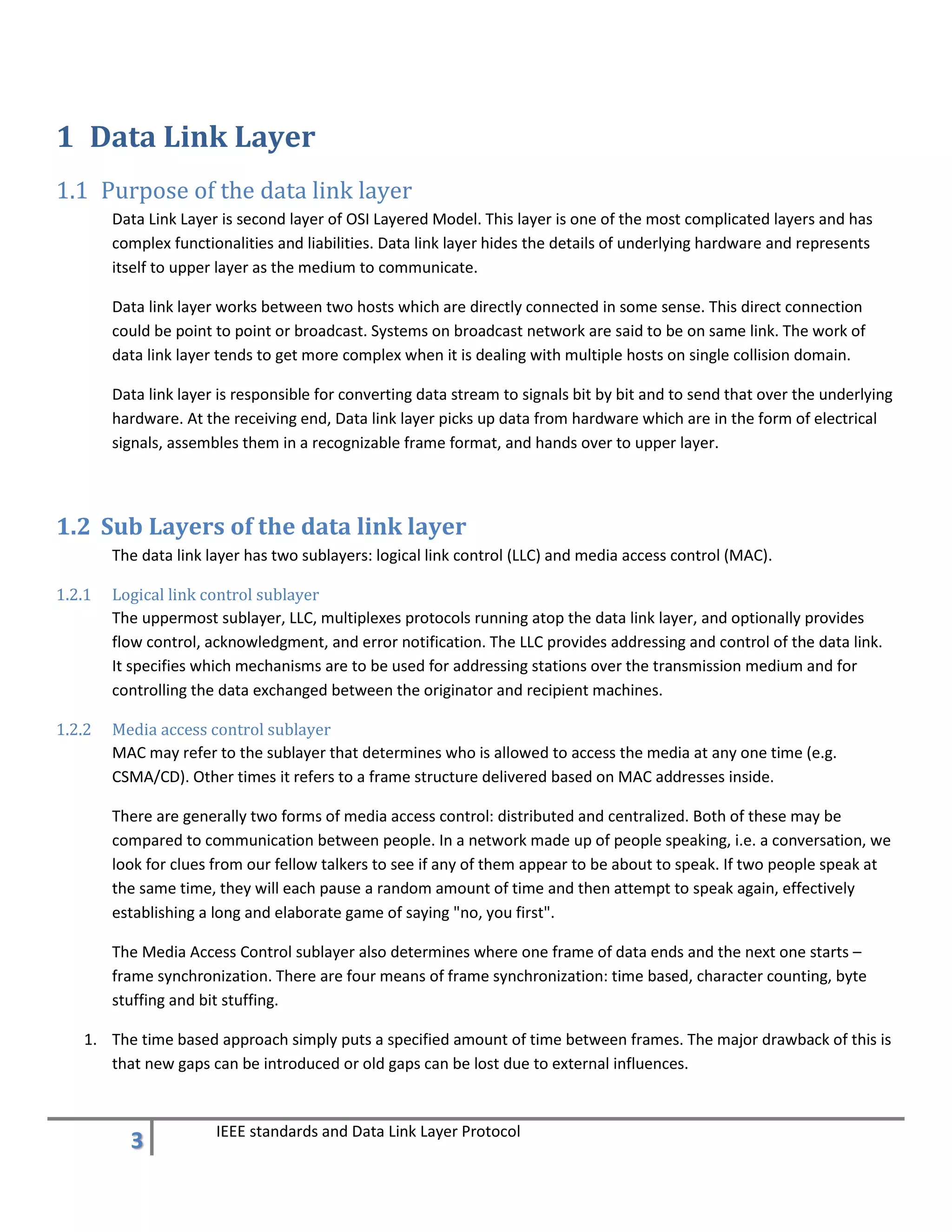 IEEE standards and Data Link Layer Protocol | PDF