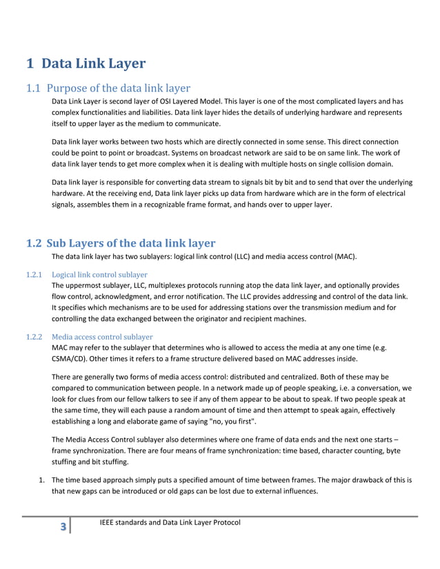 IEEE standards and Data Link Layer Protocol | PDF