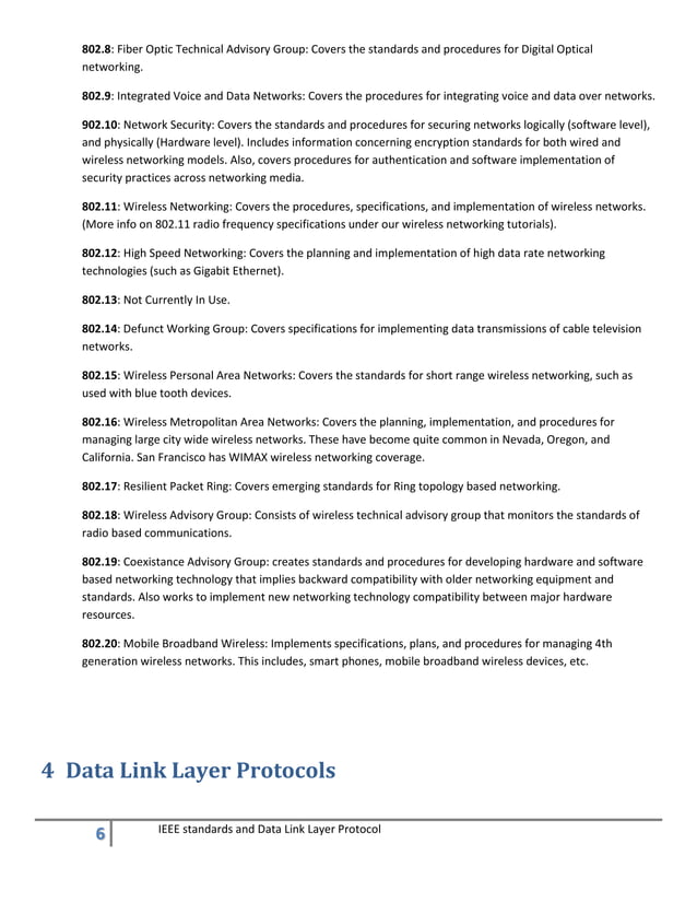 IEEE standards and Data Link Layer Protocol | PDF