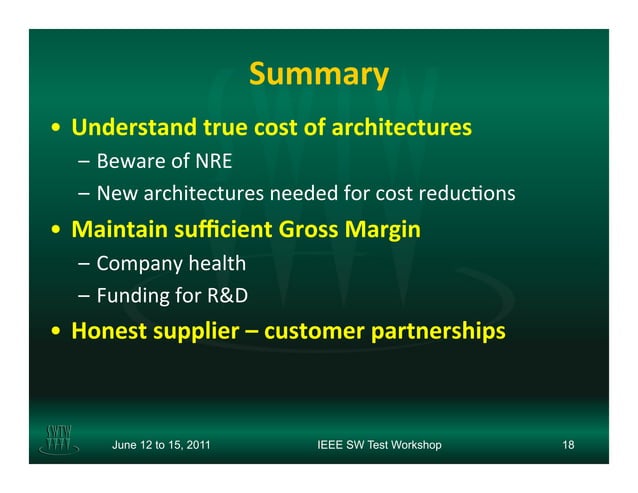 IEEE SWTW 2011 Probe Card Cost Drivers - Ira Feldman | PDF