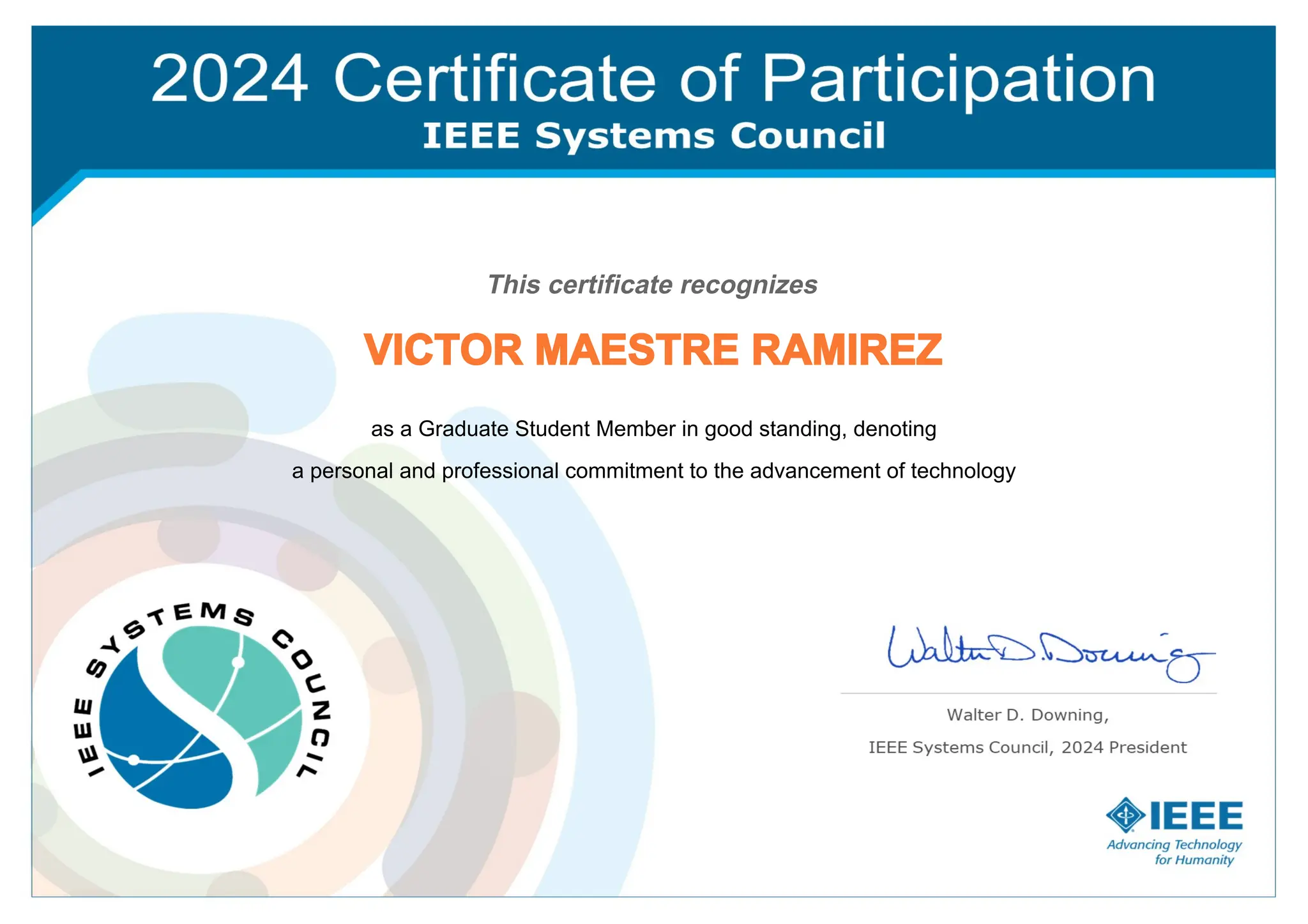 IEEE Systems Council 2024 Member Certificate | PDF