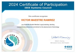 IEEE Systems Council 2024 Member Certificate | PPT