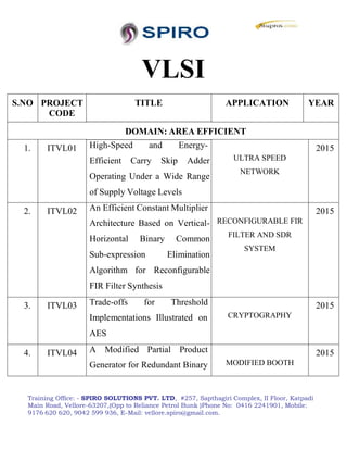 IEEE VLSI PROJECT TITLE 2015-16 | PDF | Computing | Technology & Computing