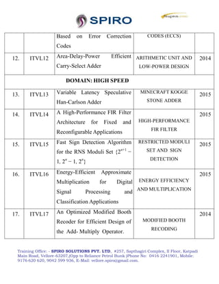 IEEE VLSI PROJECT TITLE 2015-16 | PDF | Computing | Technology & Computing