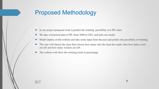 IPL Match Prediction System Using Machine Learning.pptx | Cricket | Sports