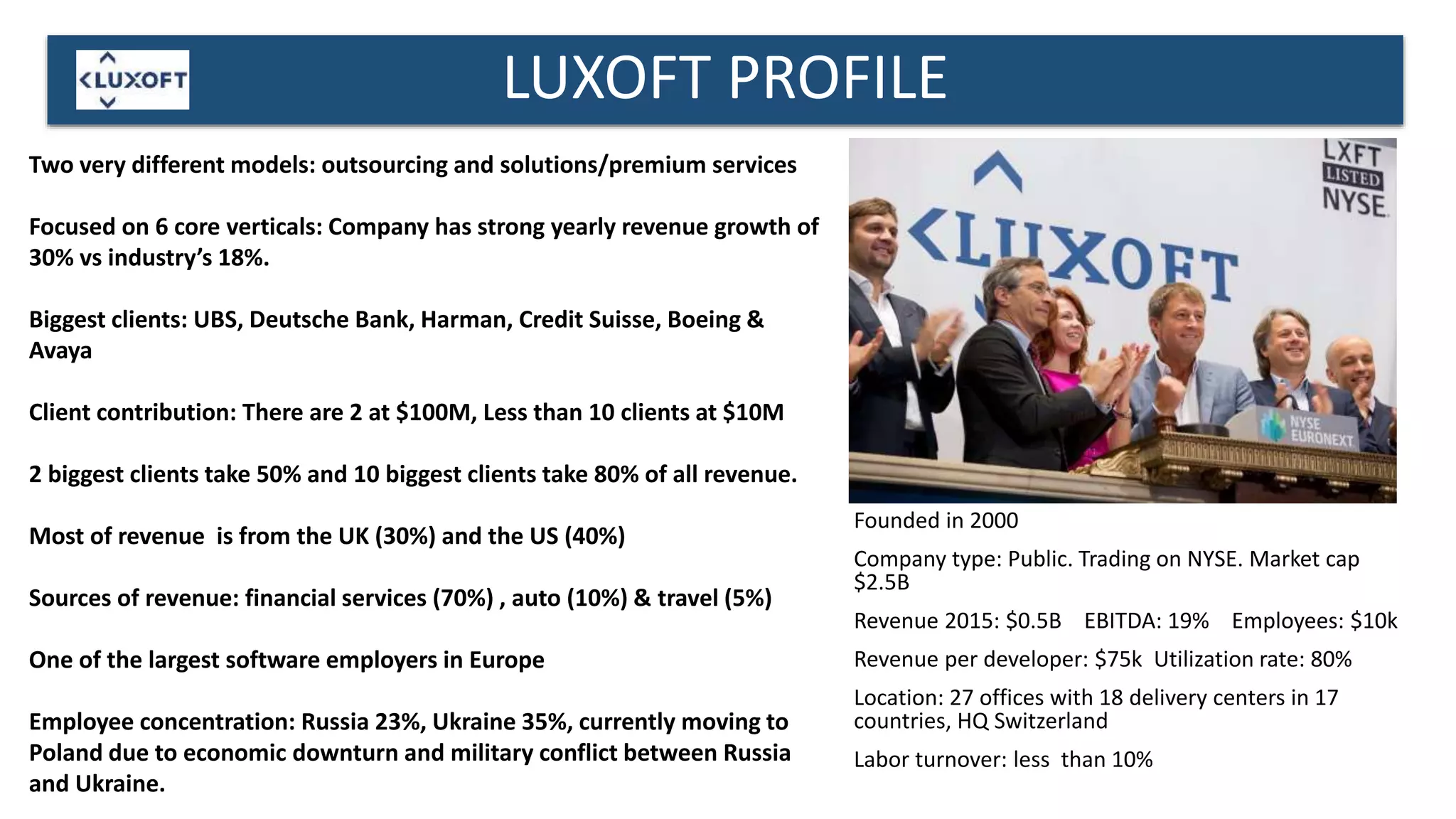 Operational management in IT Luxoft vs Tata Consulting services | PPT