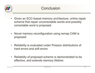 Reliability of ECC-based Memory Architectures with Online Self-repair ...