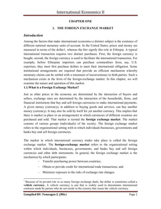 CHAPTER ONE 1. THE FOREIGN EXCHANGE MARKET | PDF