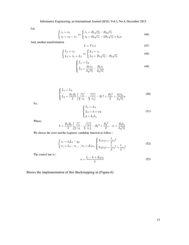 FEEDBACK LINEARIZATION AND BACKSTEPPING CONTROLLERS FOR COUPLED TANKS | PDF