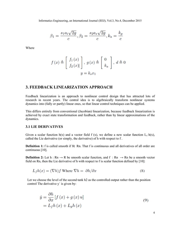 FEEDBACK LINEARIZATION AND BACKSTEPPING CONTROLLERS FOR COUPLED TANKS | PDF