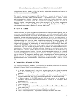 A Review: Trust, Attacks and Security Challenges in Manet | PDF