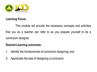 Curriculum Development Designing the Curriculum | PPTX