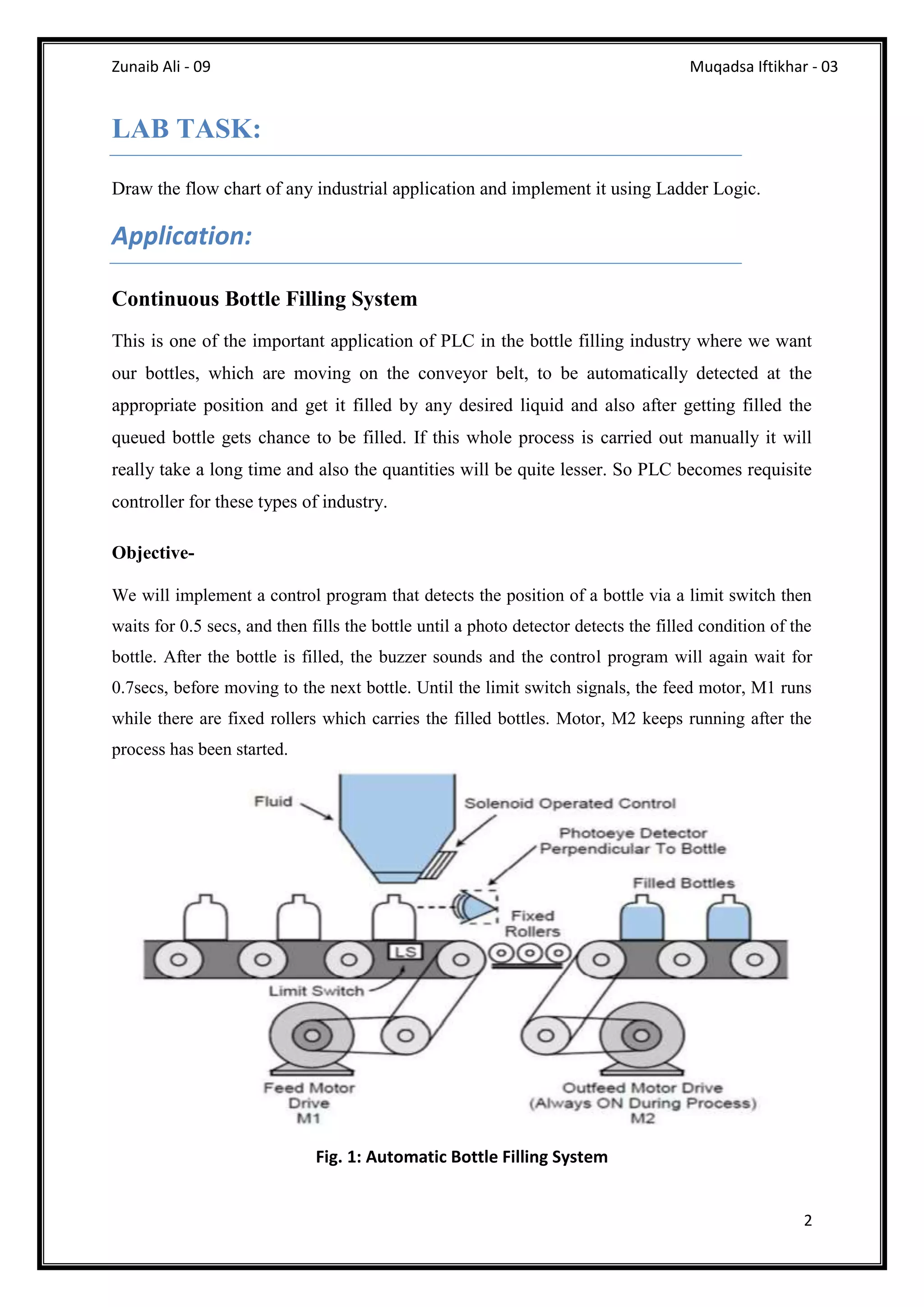 PLC Industrial Application -- Continuous Bottling Filling System | DOCX