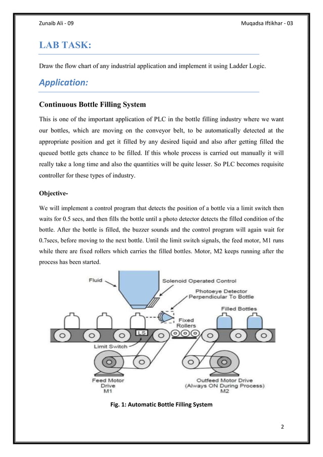 PLC Industrial Application -- Continuous Bottling Filling System | DOCX