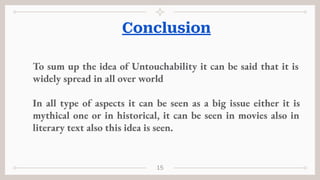 Concept of untouchability with reference of One Eyed by Meena kandasamy ...