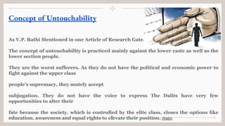 Concept of untouchability with reference of One Eyed by Meena kandasamy ...