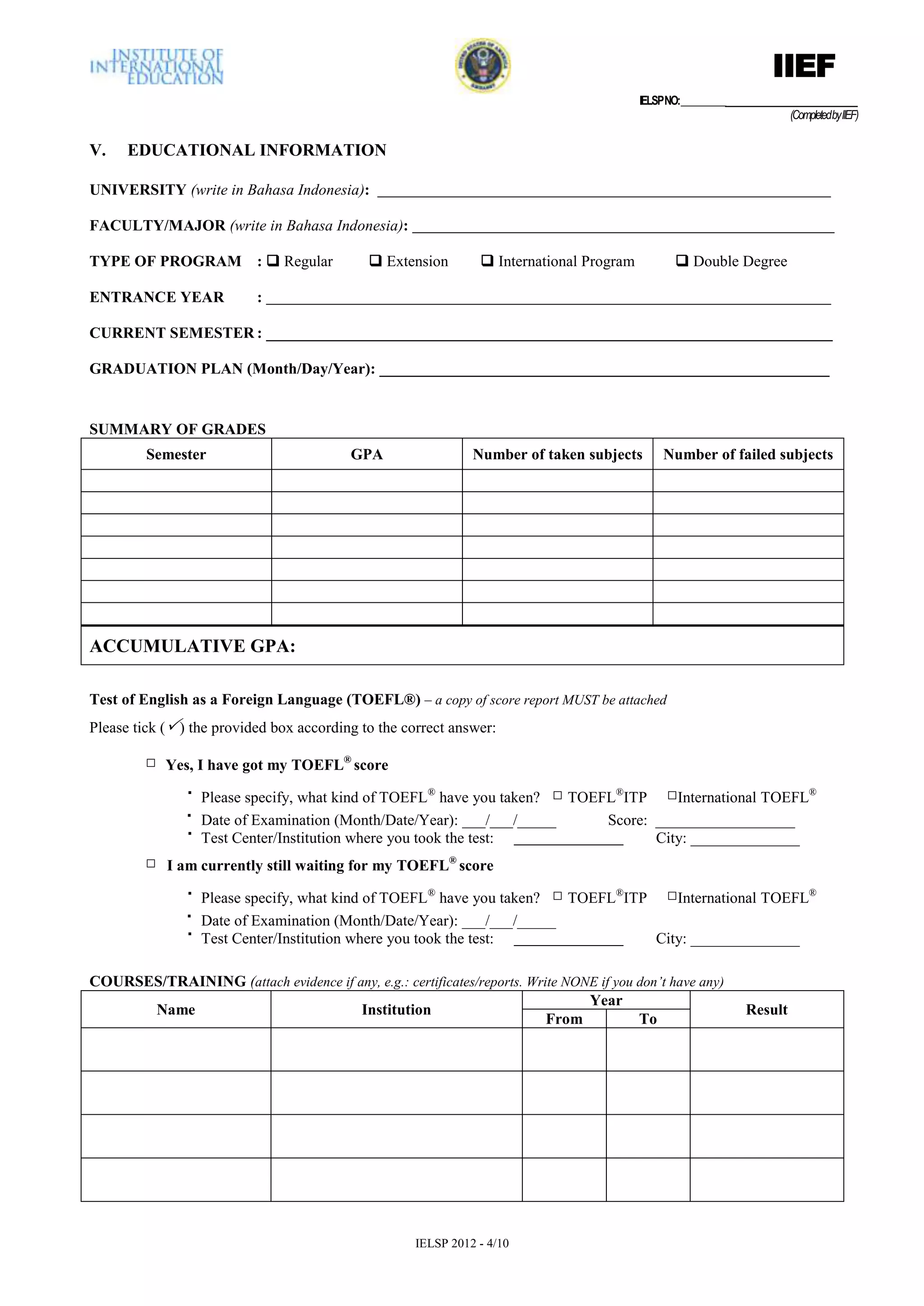 Ielsp application-form-cohort 10 | DOCX