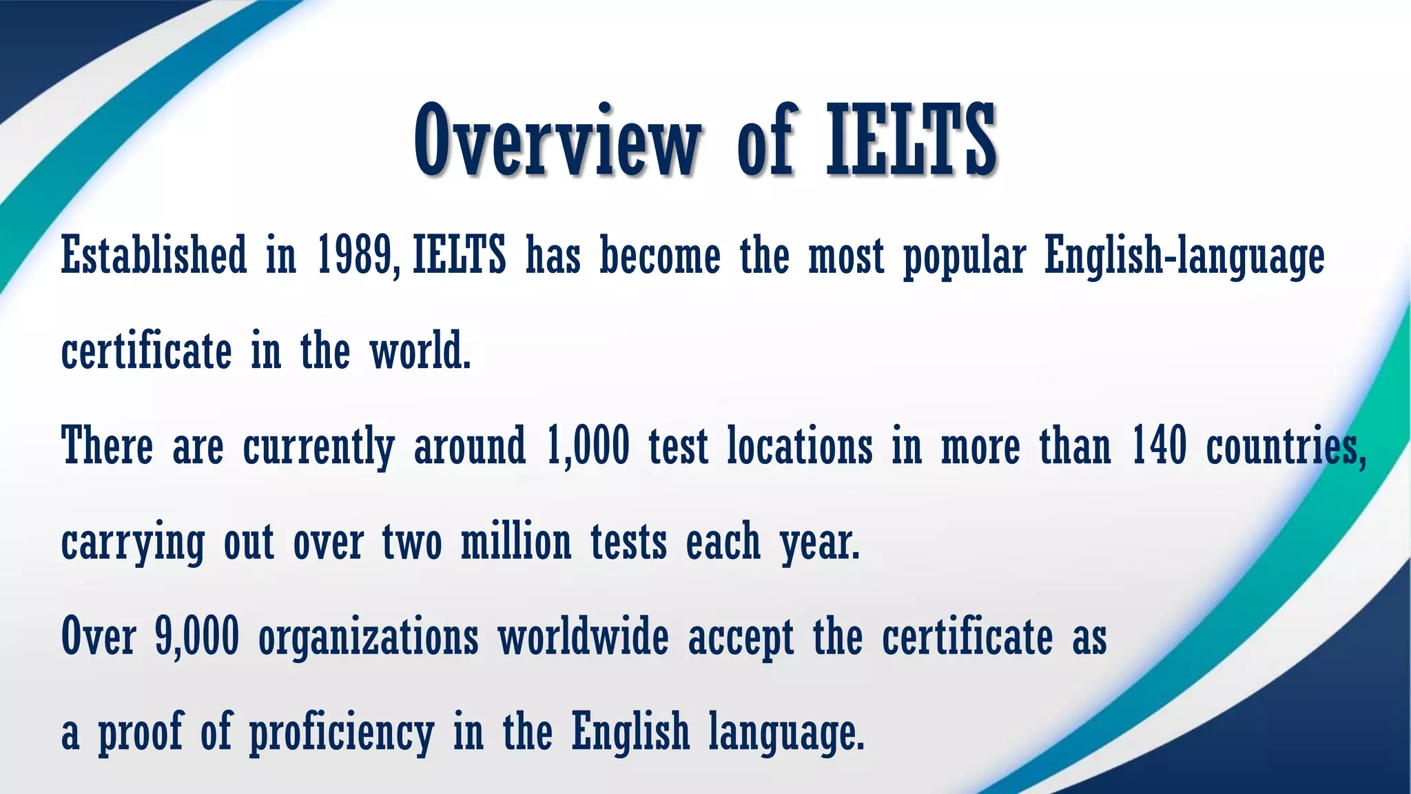 IELTS - International English Language Testing System | PPT