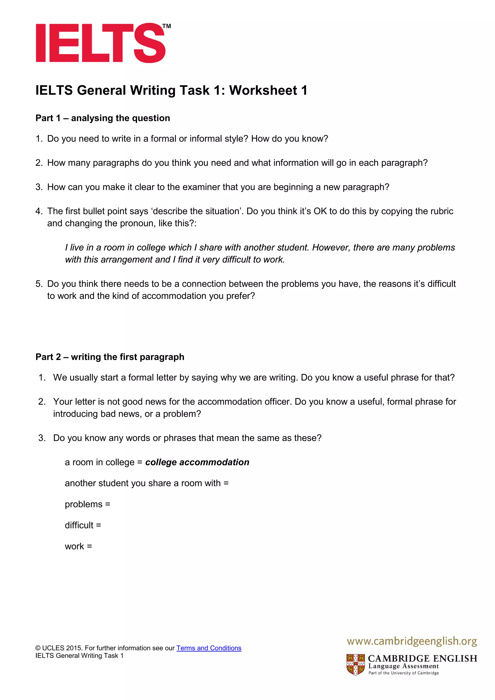 Ielts general-training-writing-task-1-planning- | PDF | Educational ...