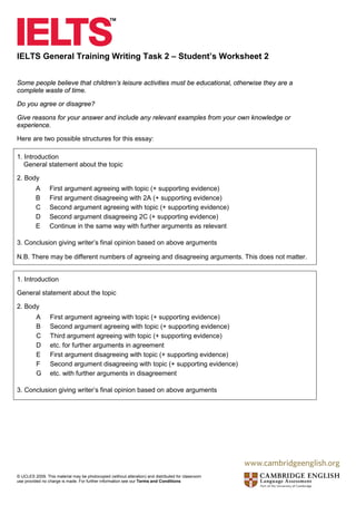 Ielts general-training-writing-task-2 | PDF | Homework and Study ...