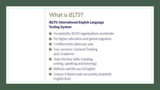 IELTS - intro course for testing language | PPT
