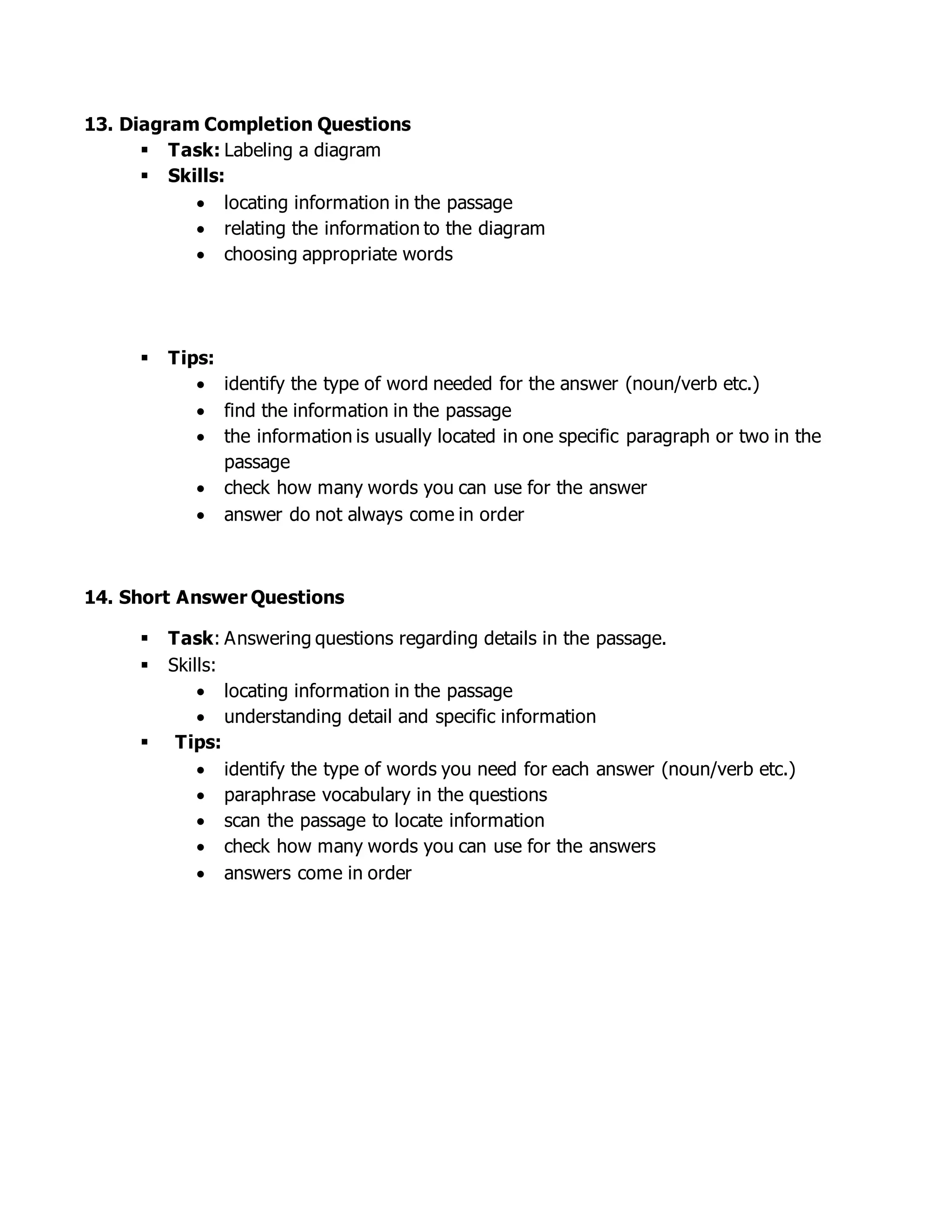 IELTS Reading Question Types: Information and Tips | DOCX